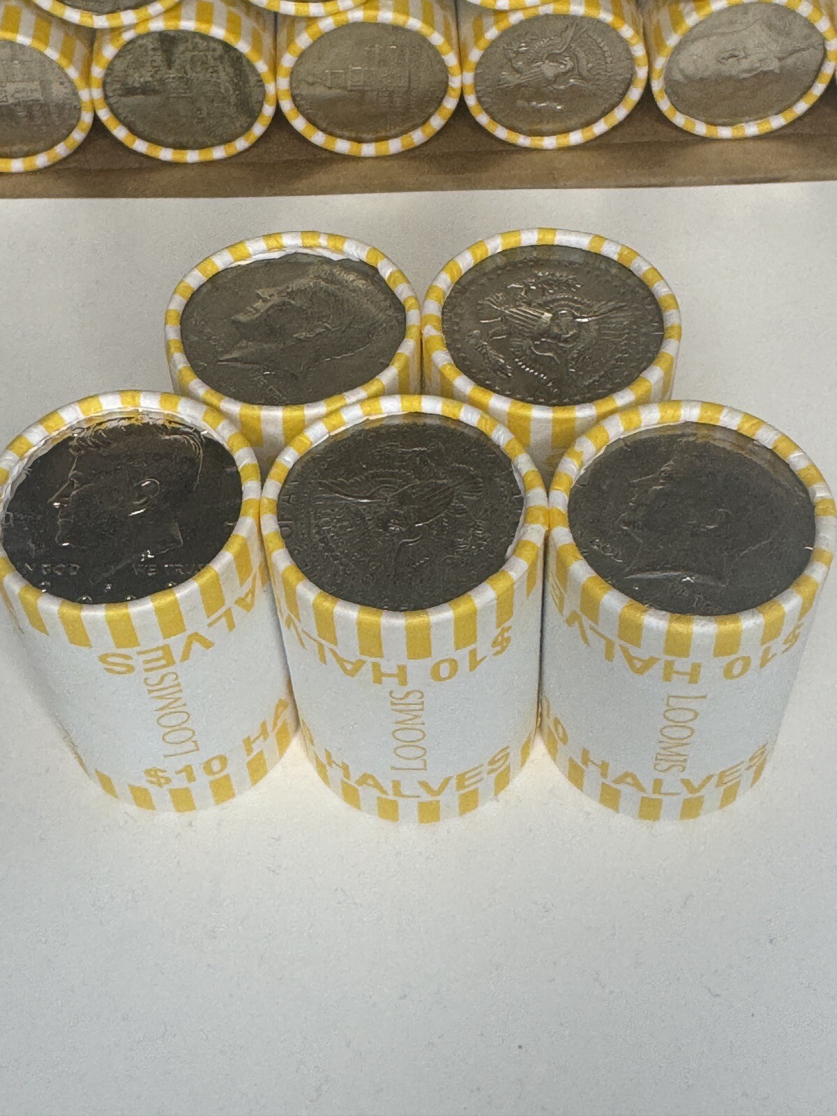 5 New Bank Rolls of Kennedy Half Dollars Unsearched Coin Roll Hunting ...