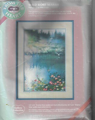 Dimensions~ Wild Rose Marsh ~ No Count Cross Stitch Kit 53508 | eBay