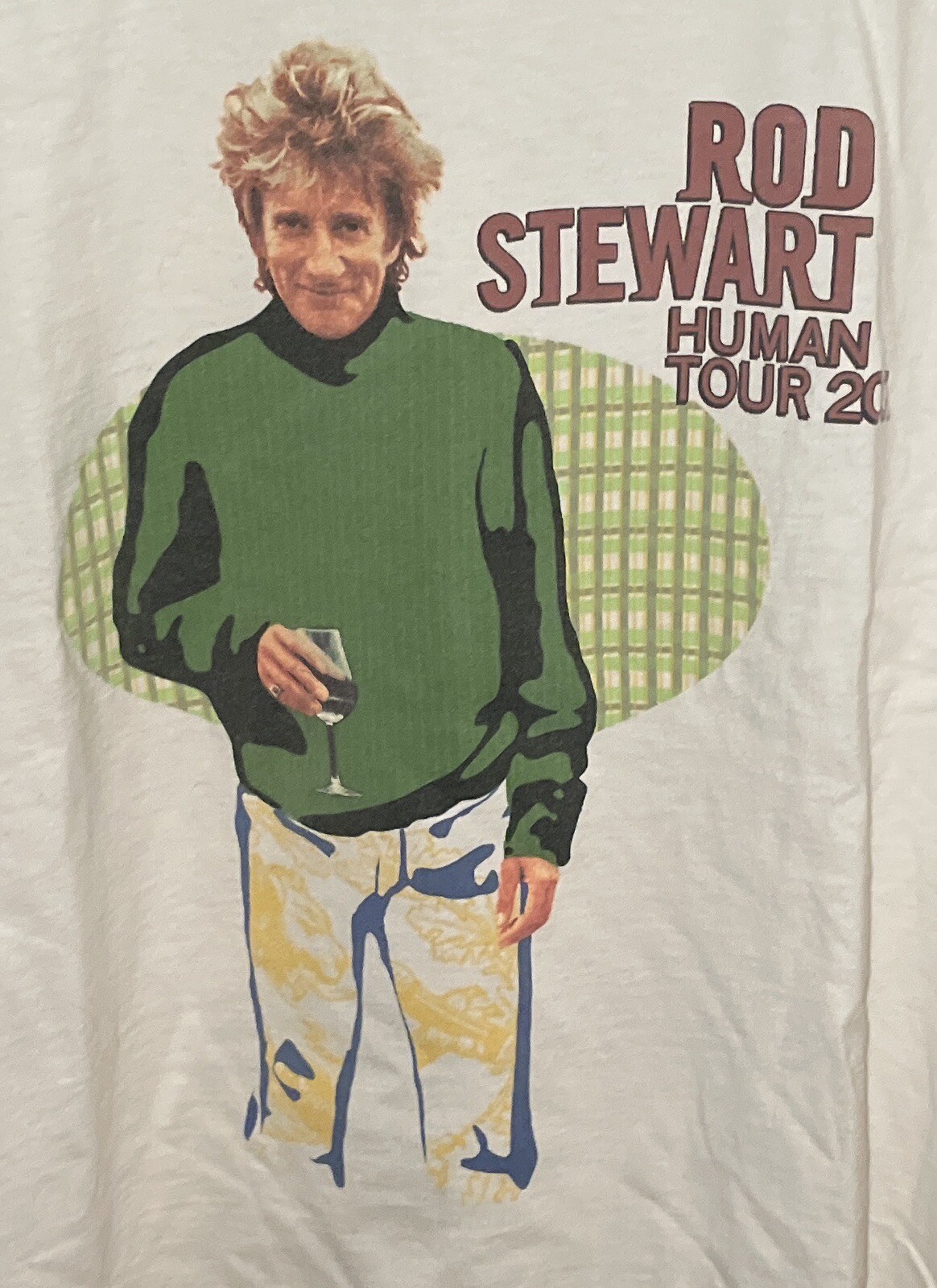 Vintage Rod Stewart Human 2001 White All-Sport Graphi… - Gem