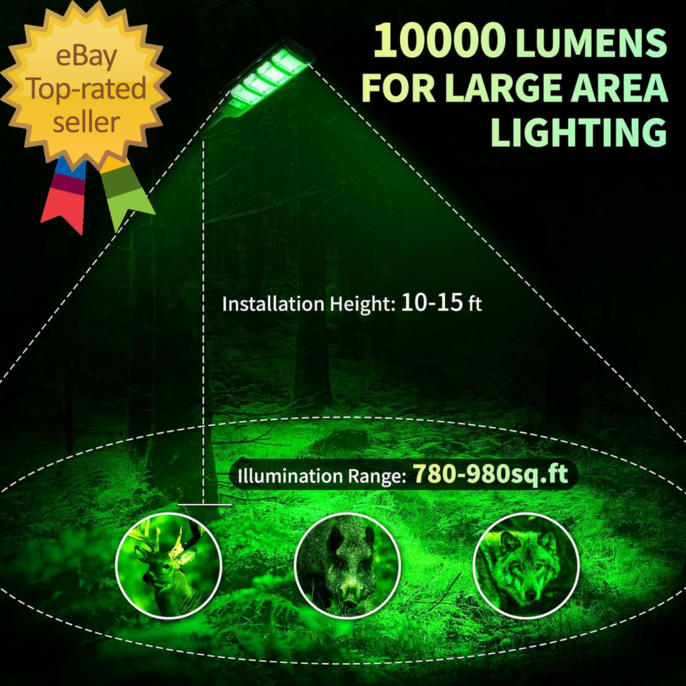 Hog Lights for Night Hunting - 10000LM Green Hunting Light for Hogs ...