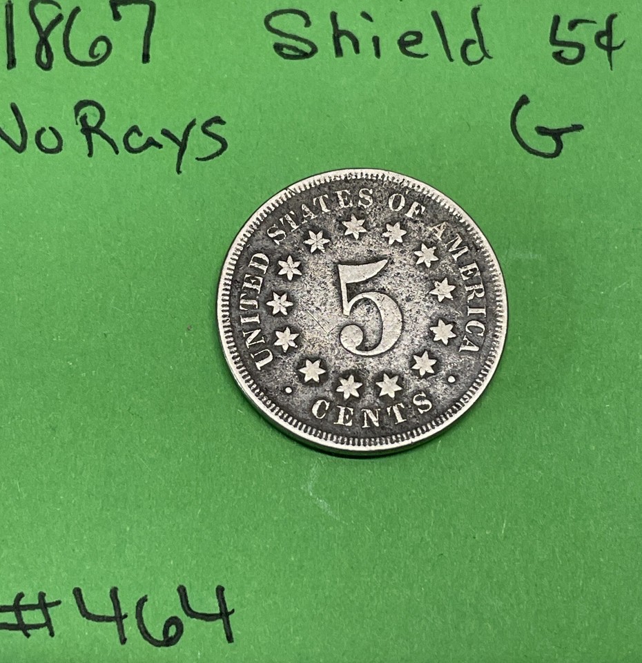 1867 Shield Nickel 5 Cent Piece- No Rays See Pictures | eBay