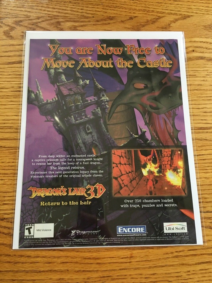 Dragon's Lair 3D PS2 Playstation 2 Xbox Gamecube 2002 Vintage Poster Ad ...