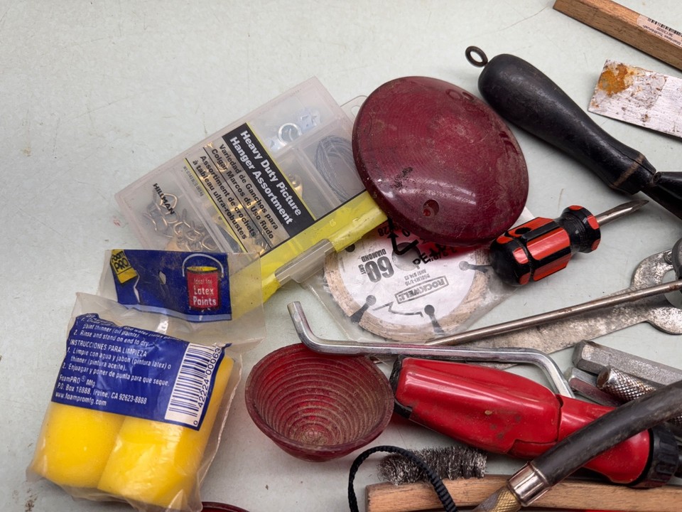 Huge Junk Drawer Tool Lot Socket Driver Stapler Brush Charger RED DEVIL ...