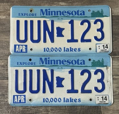 2014 Pair Of Minnesota License Plates. Super Cool-rare Number # 123 | eBay