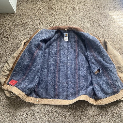 Vintage Carhartt Detroit Jacket J01 BRN Perfectly Faded Distressed Sz ...