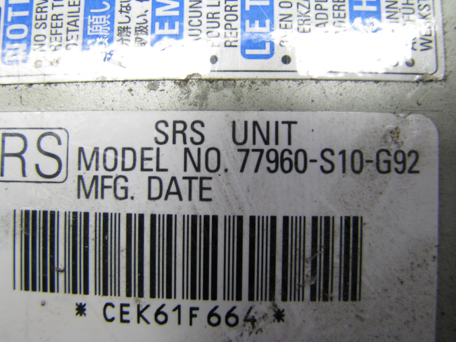 Honda CRV srs module control unit 77960-S10-G92 used 1999-2002 | eBay UK