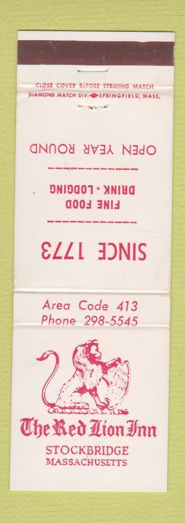 Matchbook Cover - Red Lion Inn Stockbridge MA | eBay