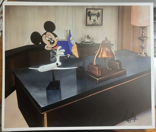 RARE! JAMES Jimmy C MULLIGAN Signed Print MICKEY MOUSE "The Boss" Walt ...