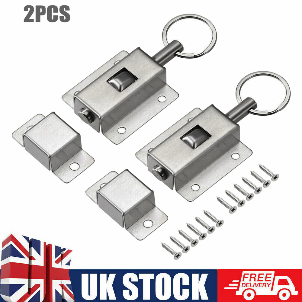 Door Barrel Bolt Stainless Steel Ring-Pull Spring Loaded Automatic ...