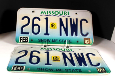 Set Of Year 2009 Missouri License Plates Matching Pair 261 NWC Expired ...
