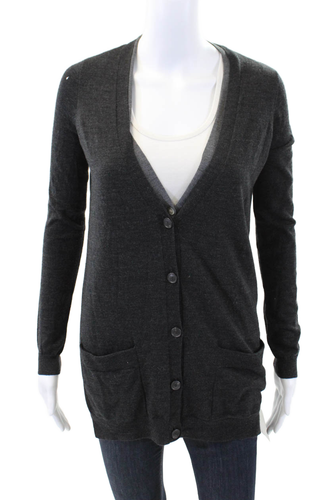 Theory Womens Long Sleeves Kryssa B Preen Cardigan Sweater Gray Wool ...