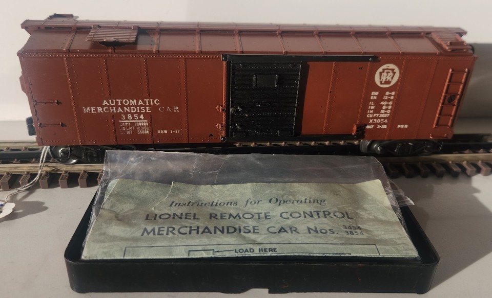 Lionel 3854 Merchandise Car Postwar *TESTED WORKS* O GAUGE C6-C7 W/ 7 ...