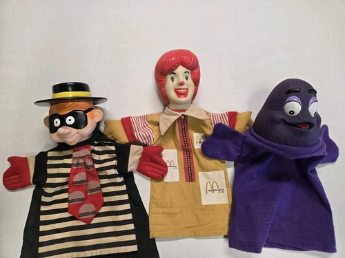 1993 Mcdonald's 12" Ronald McDonald, Grimace & Hamburglar Hand Puppets ...