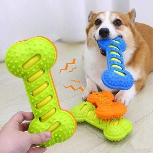 Bite Resistant Squeaky Toys Bone Shape Puppy Teething Toy Pet Supplies ...