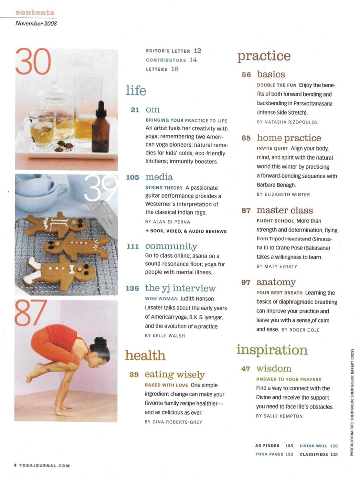 Yoga Journal Magazine Calm Core Staying Healthy Ways of the Warrior ...