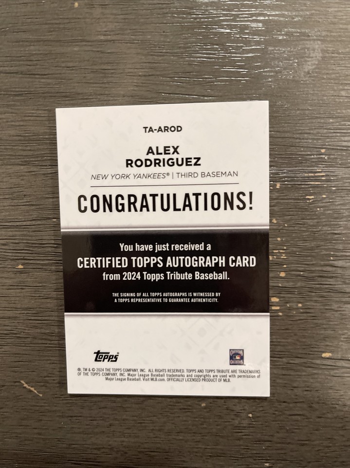 2024 Topps Tribute-Alex Rodriguez #TA-AROD-Red Auto #1/10 | eBay