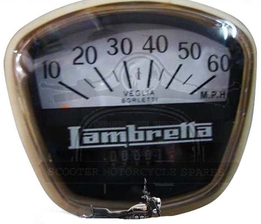 LAMBRETTA GP SX Series 3 Speedometer 60 MPH Speedo Italian Thread AEs ...