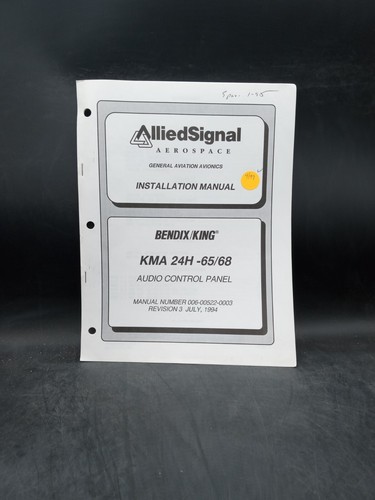 Bendix King Audio Control Panel Installation Manual | eBay