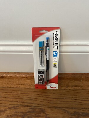 Pentel Graphlet Mechanical Pencil 0.7mm w/ 12 HB Lead Refills and ...
