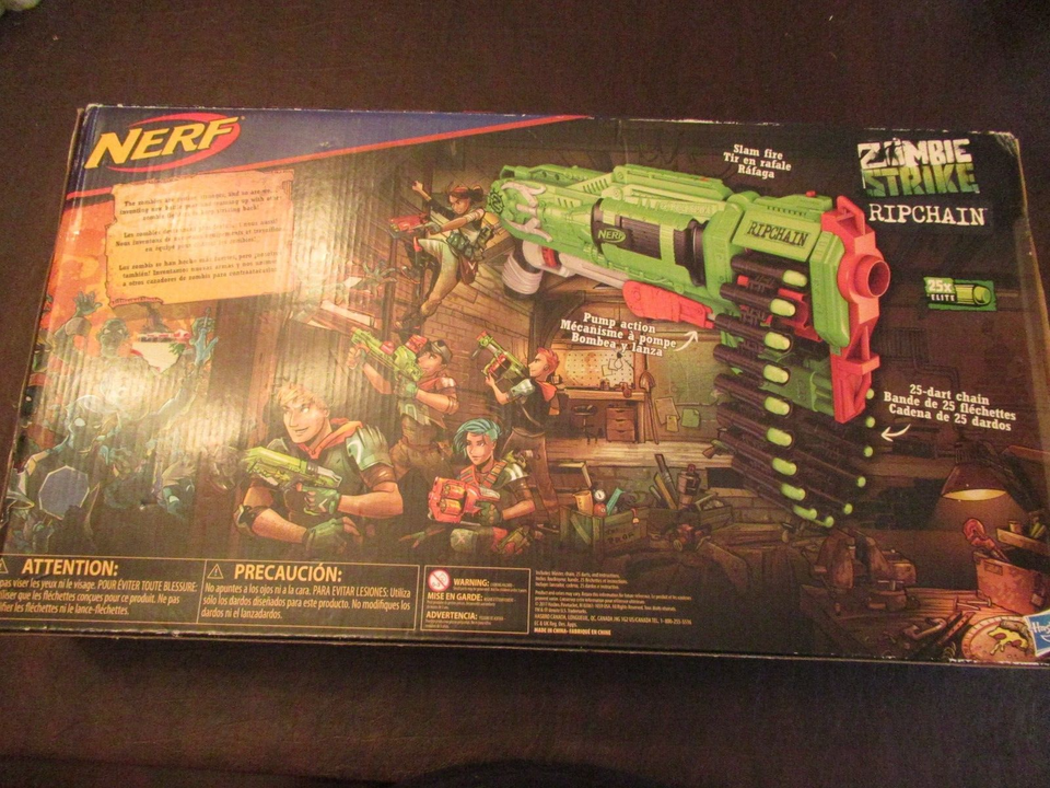 NEW - Nerf Zombie Strike Ripchain Dart Gun with Chain Machine Gun Toy W ...