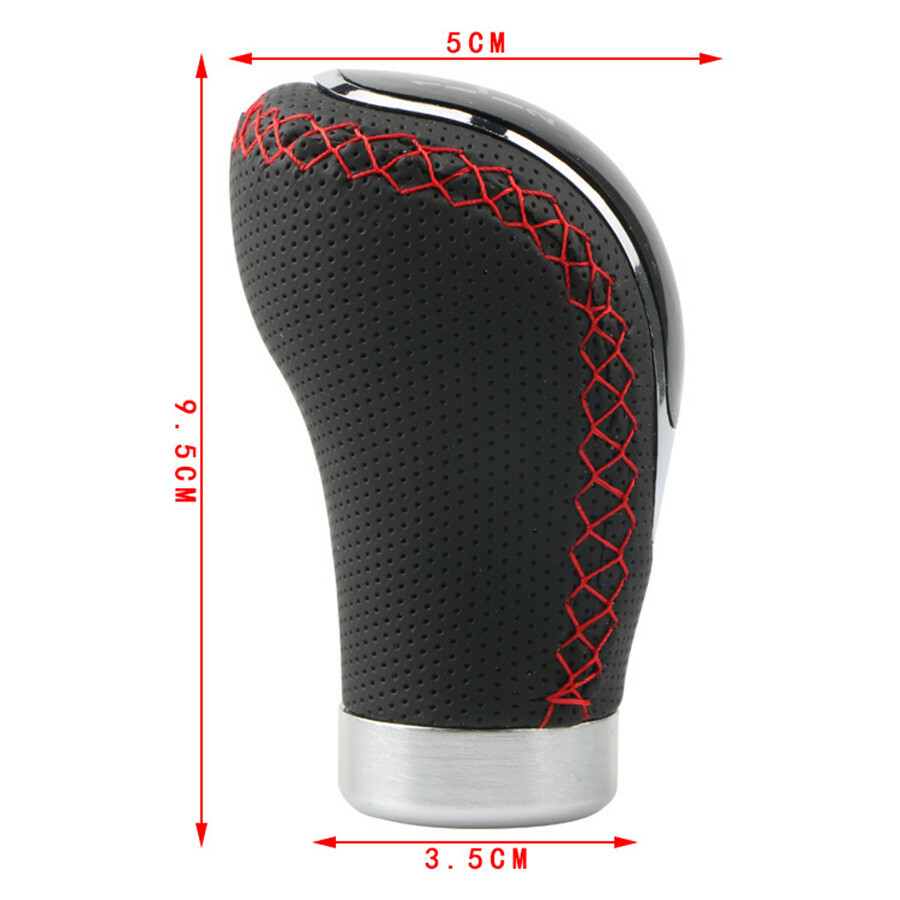 5/6 Speed Black&Red Line Leather Manual Car Gear Shift Knob Cap Shifter ...