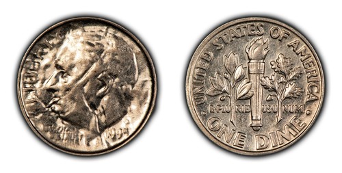 1995 10c Roosevelt Dime - Mint Error Obverse Struck by Capped Die - SKU ...