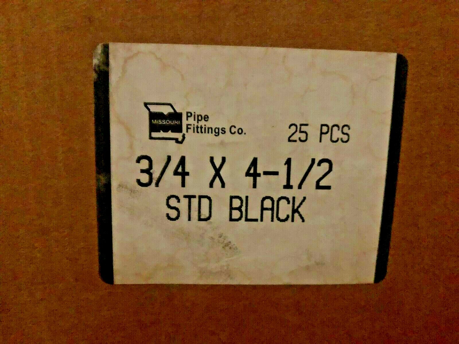 Missouri Pipe Fittings 3/4" x 4 1/2" STD Black Steel Pipe Nipple 25 pcs ...
