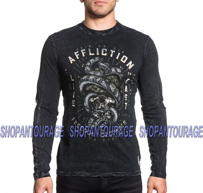 Affliction Join Or Die A18493 New Black Long Sleeve Graphic T-shirt Top ...