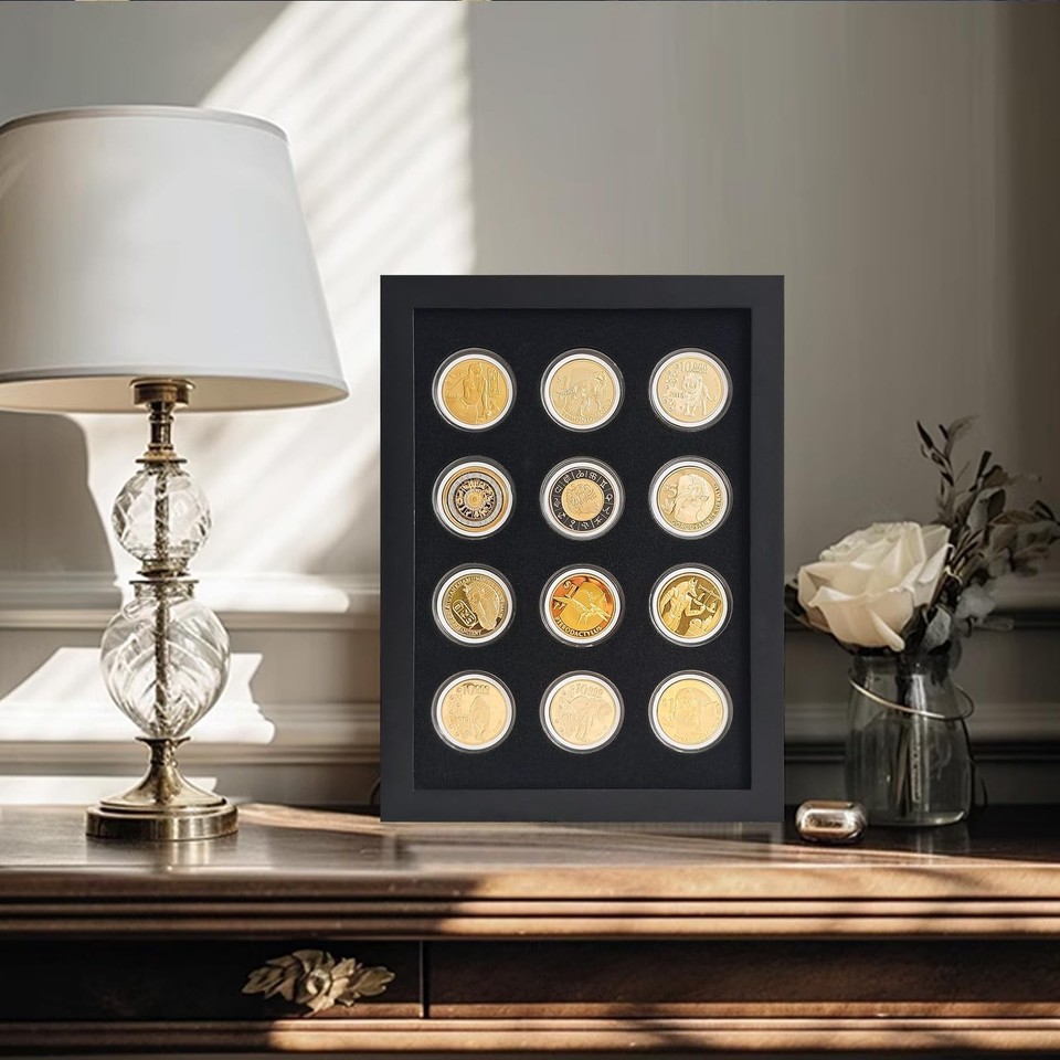 Wooden Challenge Coin Display Shadow Box,12 Coin Display Case,Military ...
