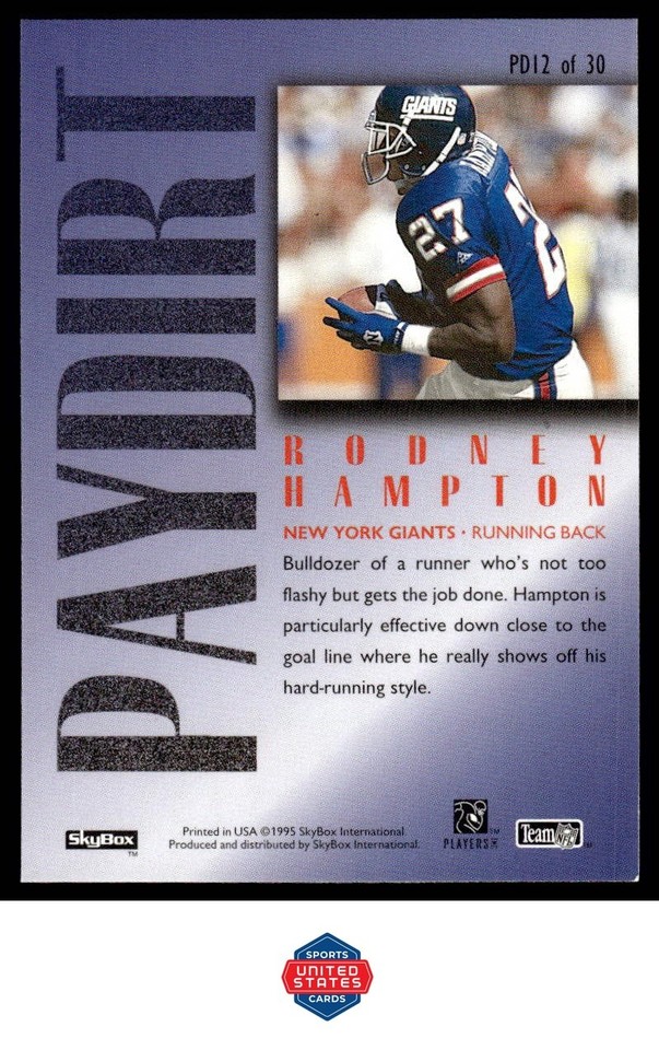 1995 SkyBox Premium #PD12 Rodney Hampton Paydirt Gold Sports Card | eBay