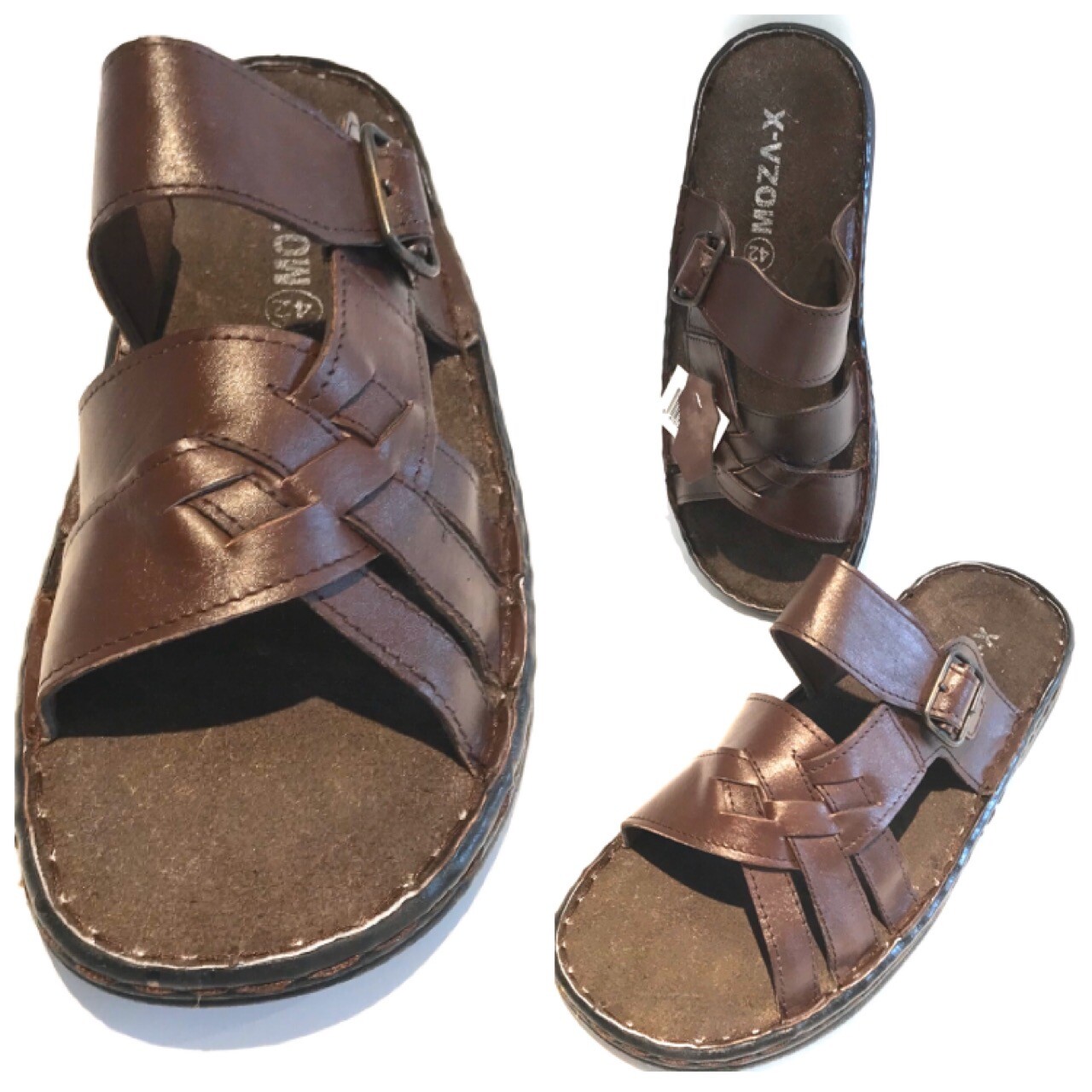 Men Wide Leather Orthopedic Diabetic Sandal Mule Fisherman Gladiator ...