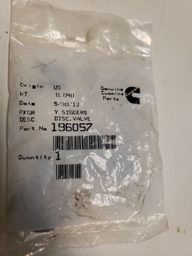 Cummins DISC,VALVE 196057 | eBay