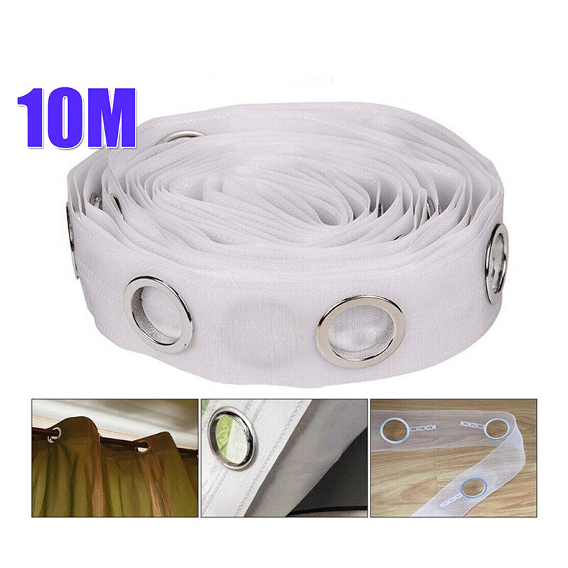 10M Curtain Heading Tape with 80 Round Eyelet Rings for Curtain Blinds ...