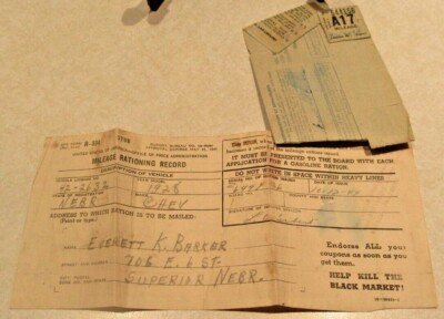 WWII (A) BASIC MILEAGE RATION STAMPS for a 1928 Chevrolet | eBay