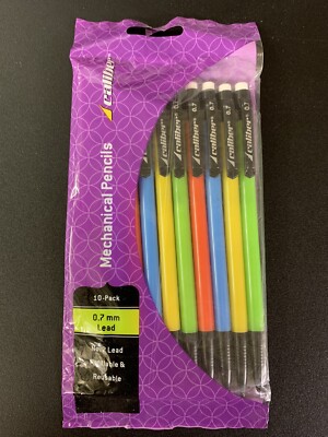 Caliber Mechanical Pencils 10 Pack-0.7mm #2 Lead-Refillable & Reusable ...