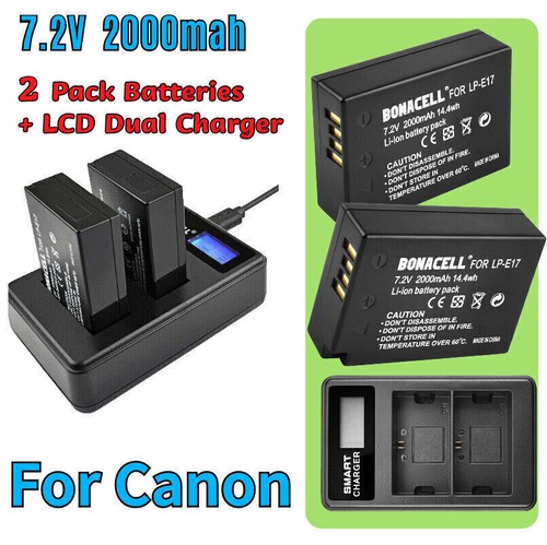 Camera 2x LP-E17 Battery with Charger For Canon RP Rebel SL2 SL3 T6i ...