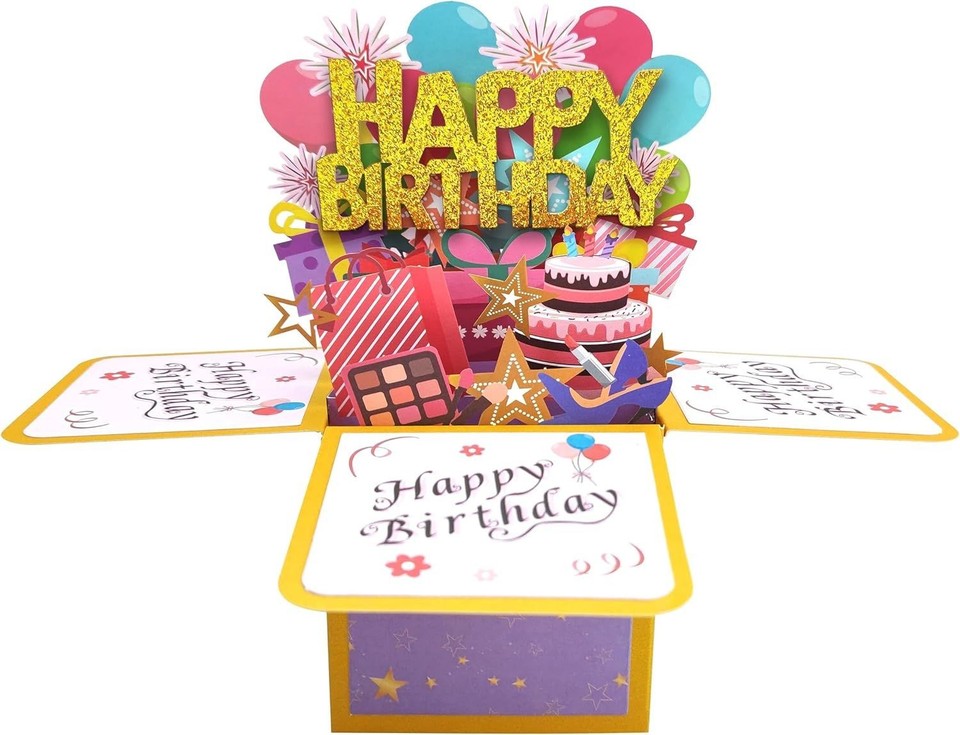 Funny Happy Birthday Pop Up Card, Sweet 3D Birthday Gift Box for Adults ...