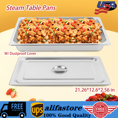 4 Pack Stainless Steel Hotel Pans Full Size Steam Table Pans Commercial ...