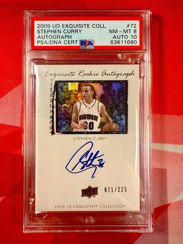 2009 Upper Deck Exquisite STEPHEN CURRY Auto /225 PSA 8 DNA 10 RC ...