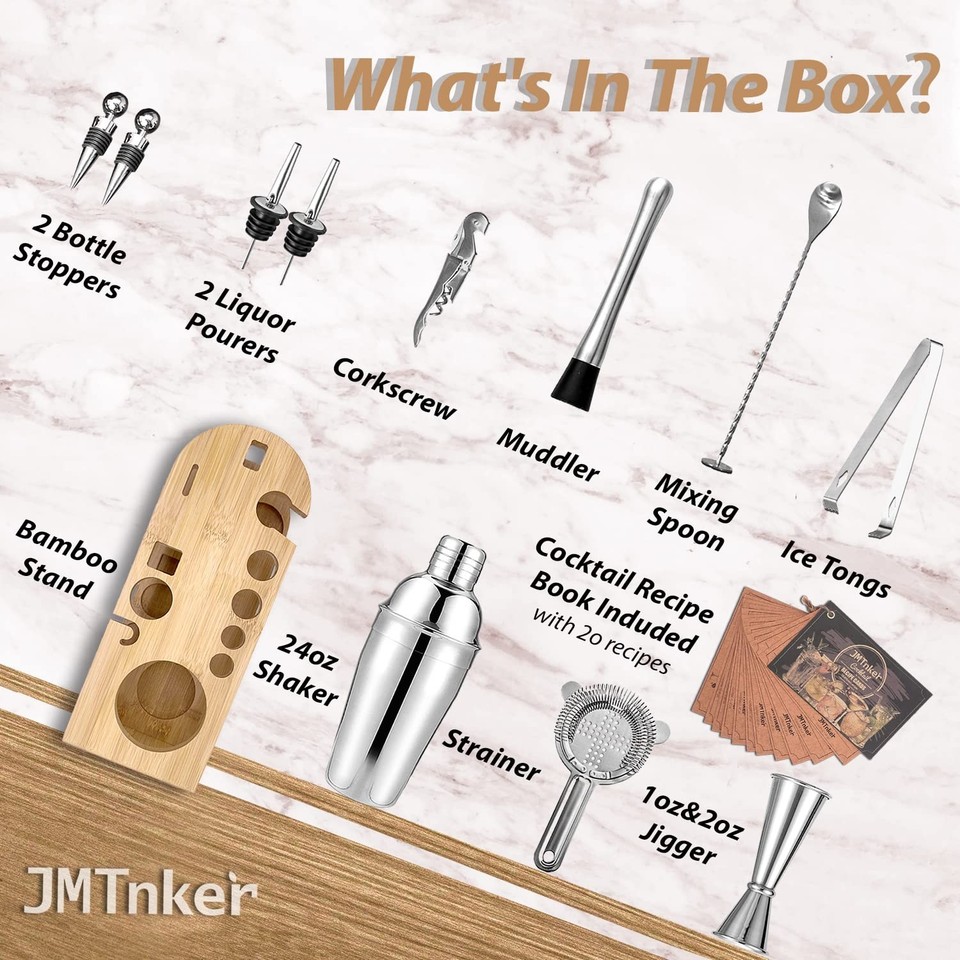 Cocktail Shaker Set with Stand Mixology Bartender Kit|Bar Tool for ...