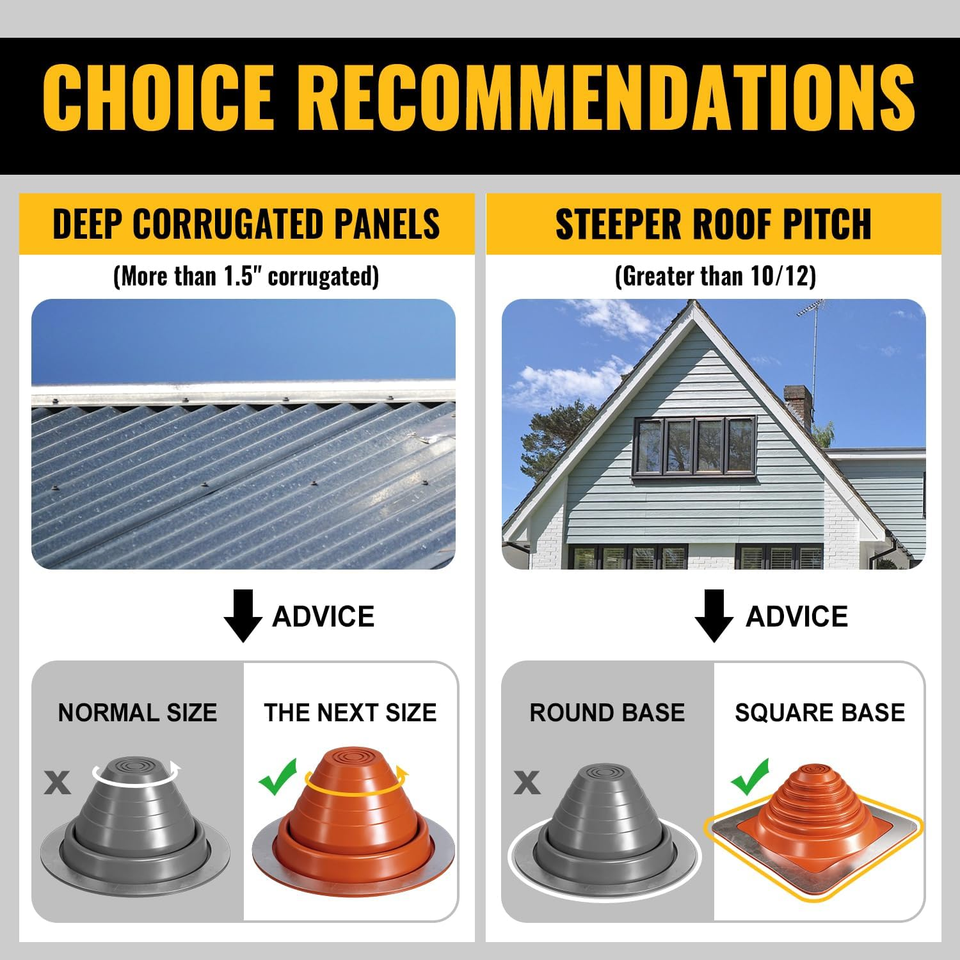 #3 Silicone Metal Roof Pipe Flashing Boot, High Temp Flexible Roof Jack ...