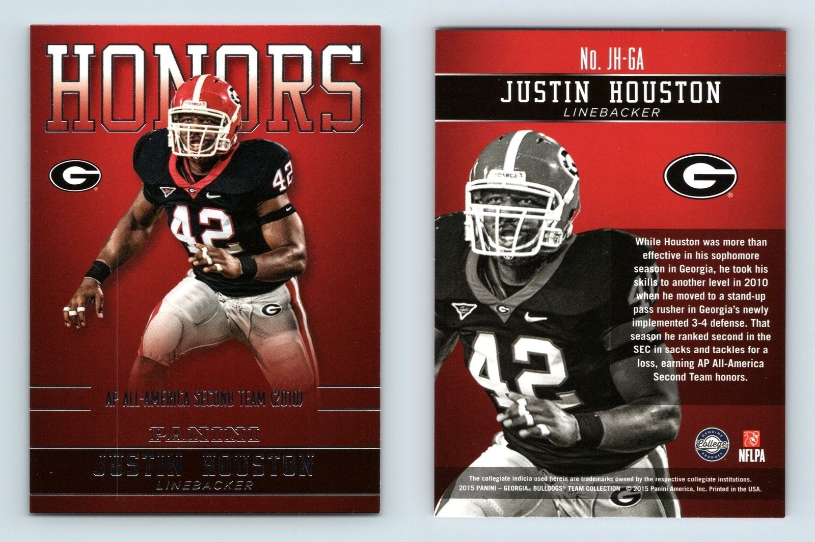Justin Houston #JH-GA Georgia Bulldogs Collegiate 2015 Panini Honors ...