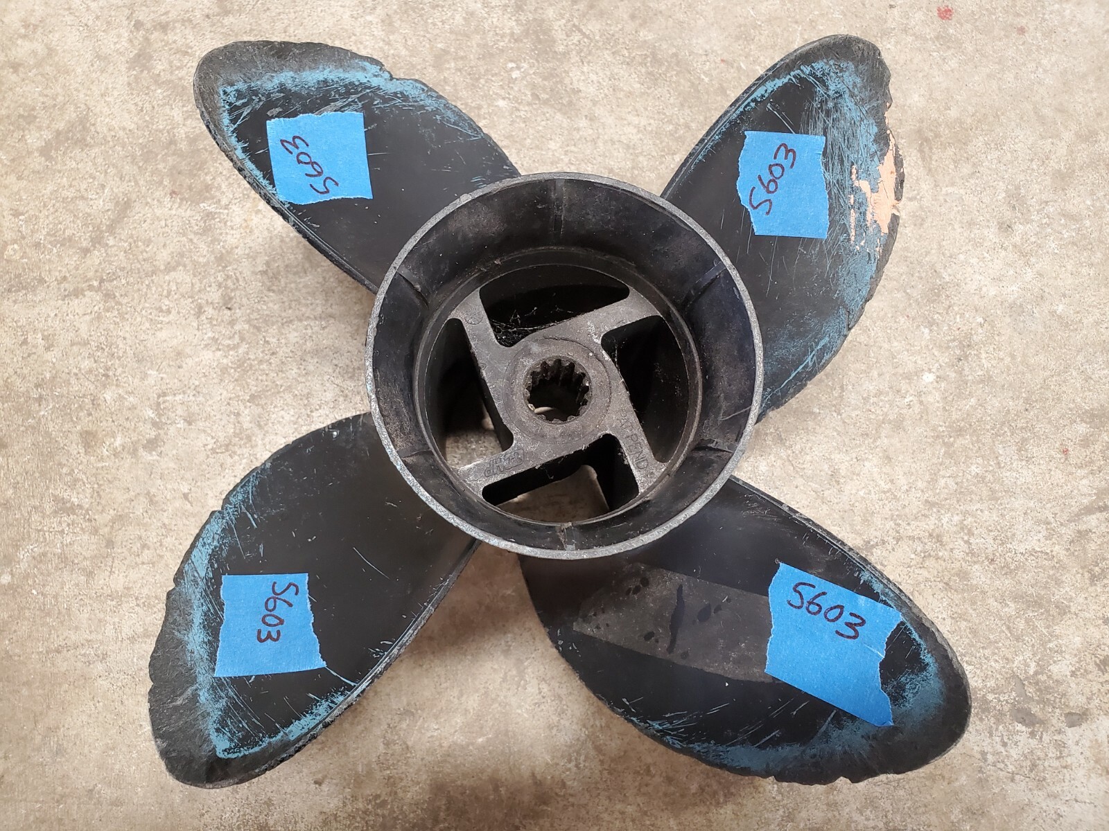 COMPOSITE 4 BLADE 12.8" X 17P COMPROP PROP, O4347K, OMC EVINRUDE ...