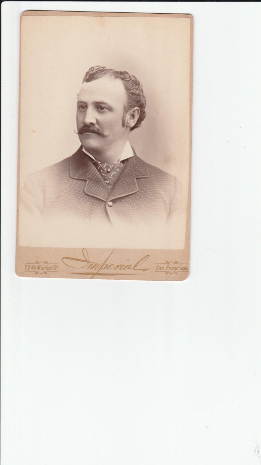 CABINET CARD ID 1882 IMPERIAL S.F. CAL, GENTLEMAN HANDLEBAR MUSTACHE ...
