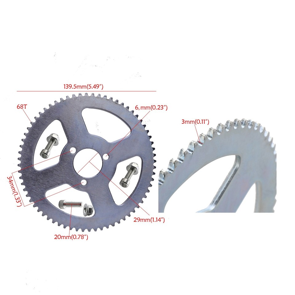 420/428 37T/41T/54T/65T #35 T8F Rear Chain Sprocket for Go Carts E-Golf ...