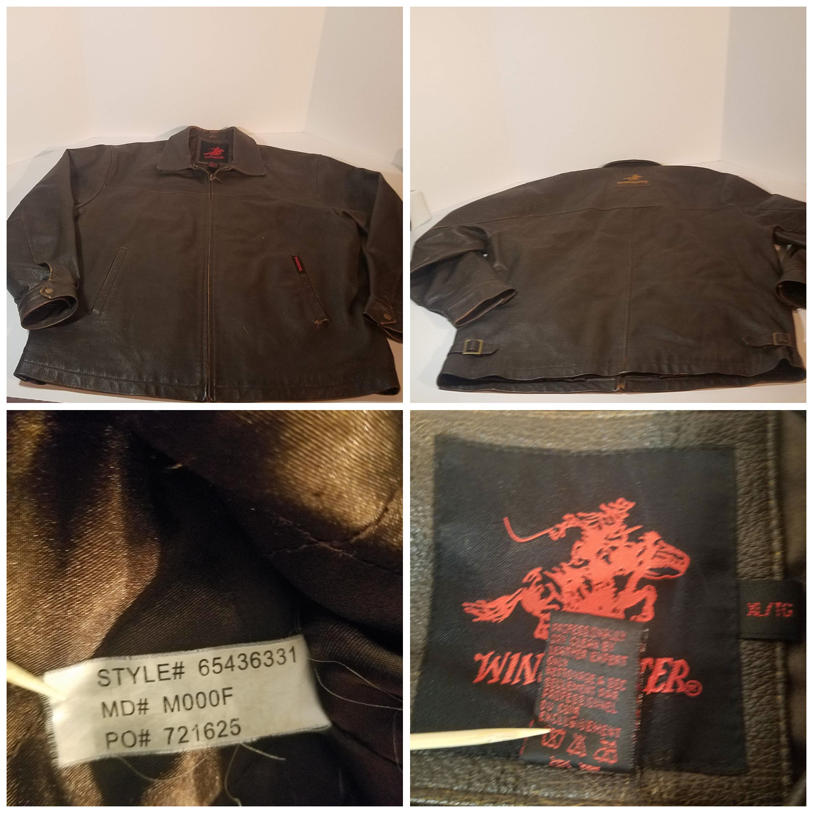 Winchester Leather Jacket, Brown, Coat, Mens XL, Dist… - Gem