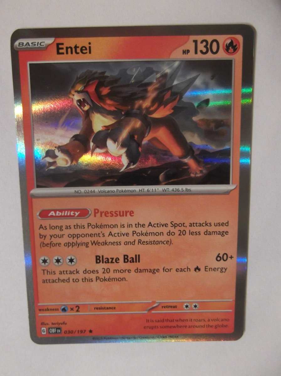 130PK030 - Entei- 30/197 - Obsidian Flames - Rare Holo | eBay 130PK030 - Entei- 30/197 - Obsidian Flames - Rare Holo | eBay