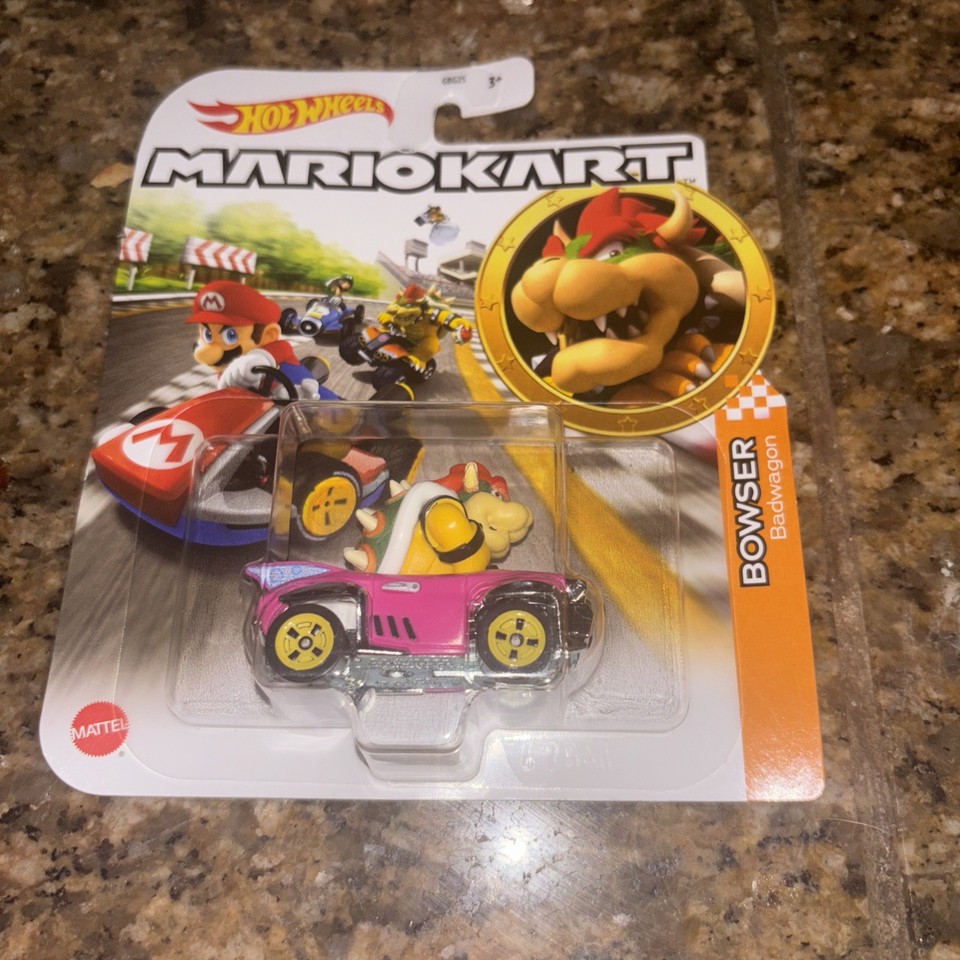 Hot Wheels Mario Kart Bowser Driving Pink Bad Wagon Die Cast MOC Free ...