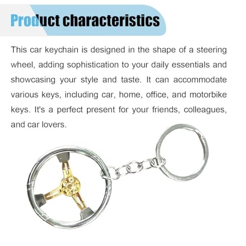 Auto Parts Steering Wheel Shape Key Chain, 3D Metal Keychain Car Key ...