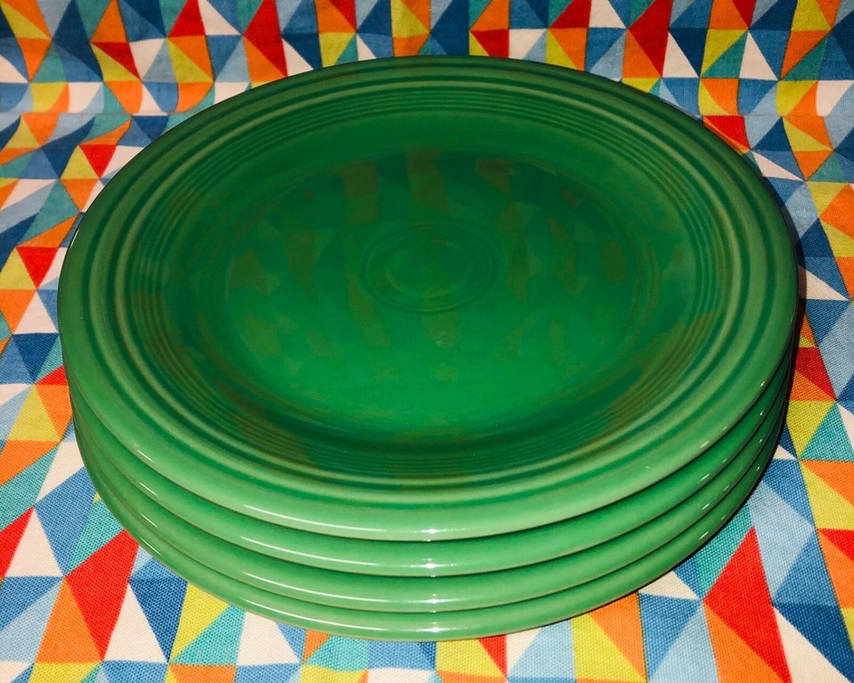 NEW 4 FIESTAWARE 10.5" Meadow Green set lot DINNER PLATES FIESTA FREE ...